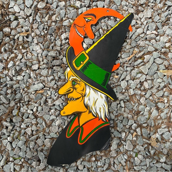 Vintage | Holiday | Vintage 7s Beistle Halloween Die Cut Moon Witch ...